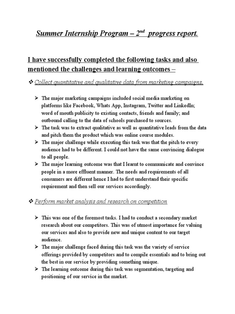Internship Challenges and Learnings | PDF | Social Media | Popular ...