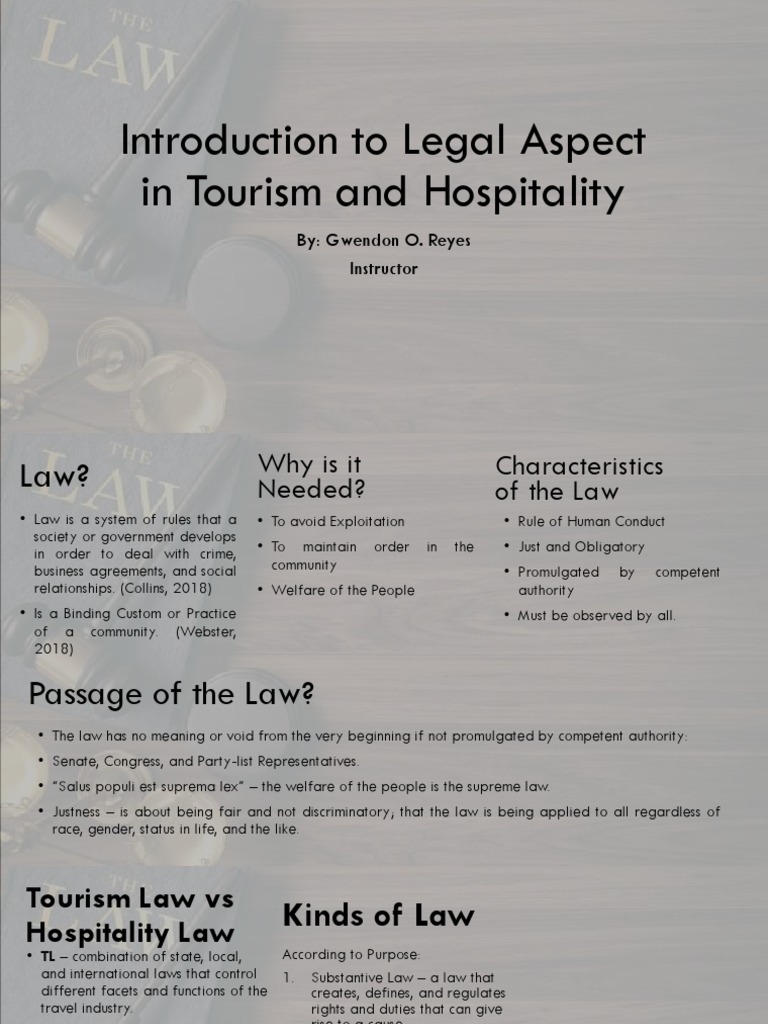 1 - Introduction To Legal Aspect in Tourism and Hospitality | PDF | U.S ...