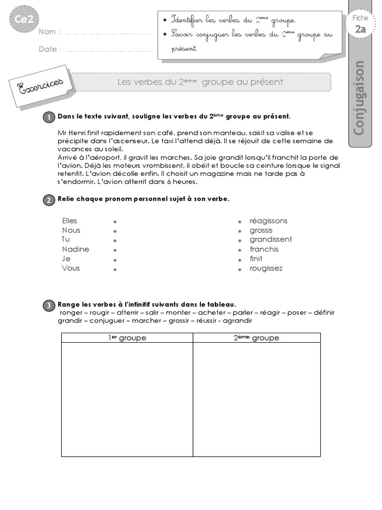 Ce2 Exercices 2eme Groupe Present | PDF | Verbe | Conjugaison