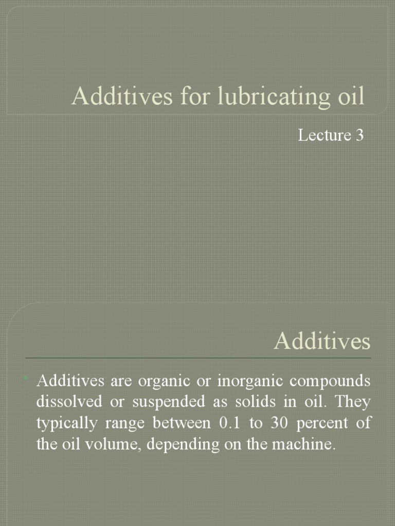Lubricant Additives and Their Functions | PDF | Lubricant | Friction