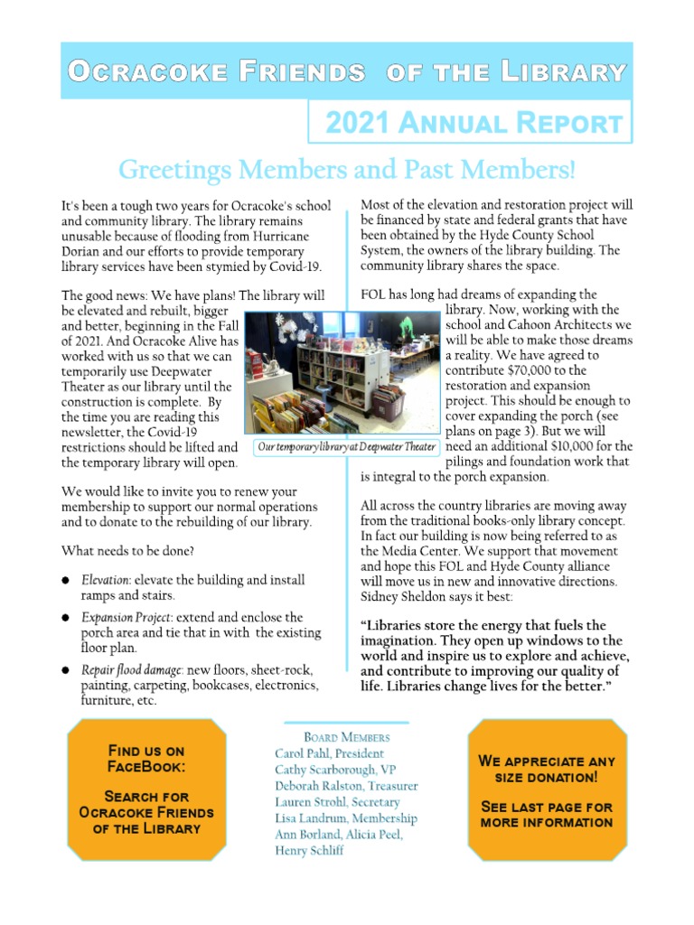 Ocracoke Friends of the Library Report | PDF | Business