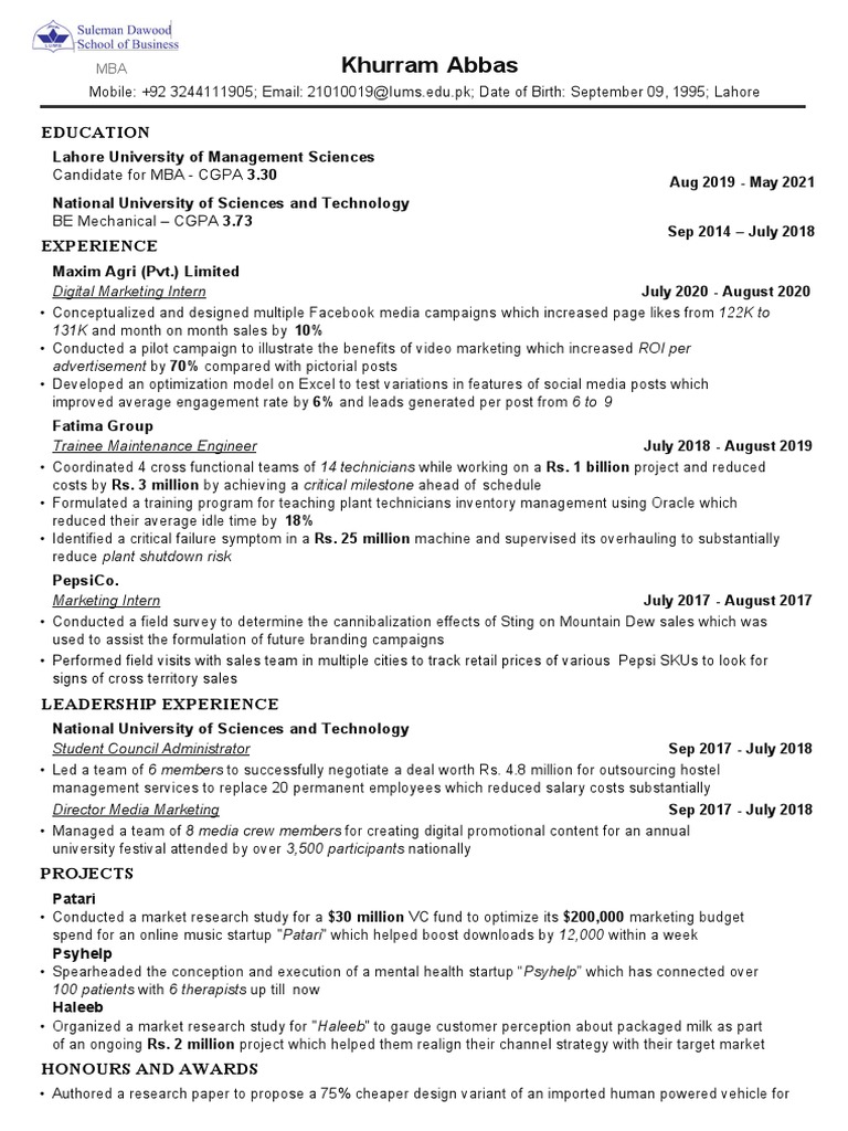 Khurram Abbas - Final | PDF | Sales | Marketing