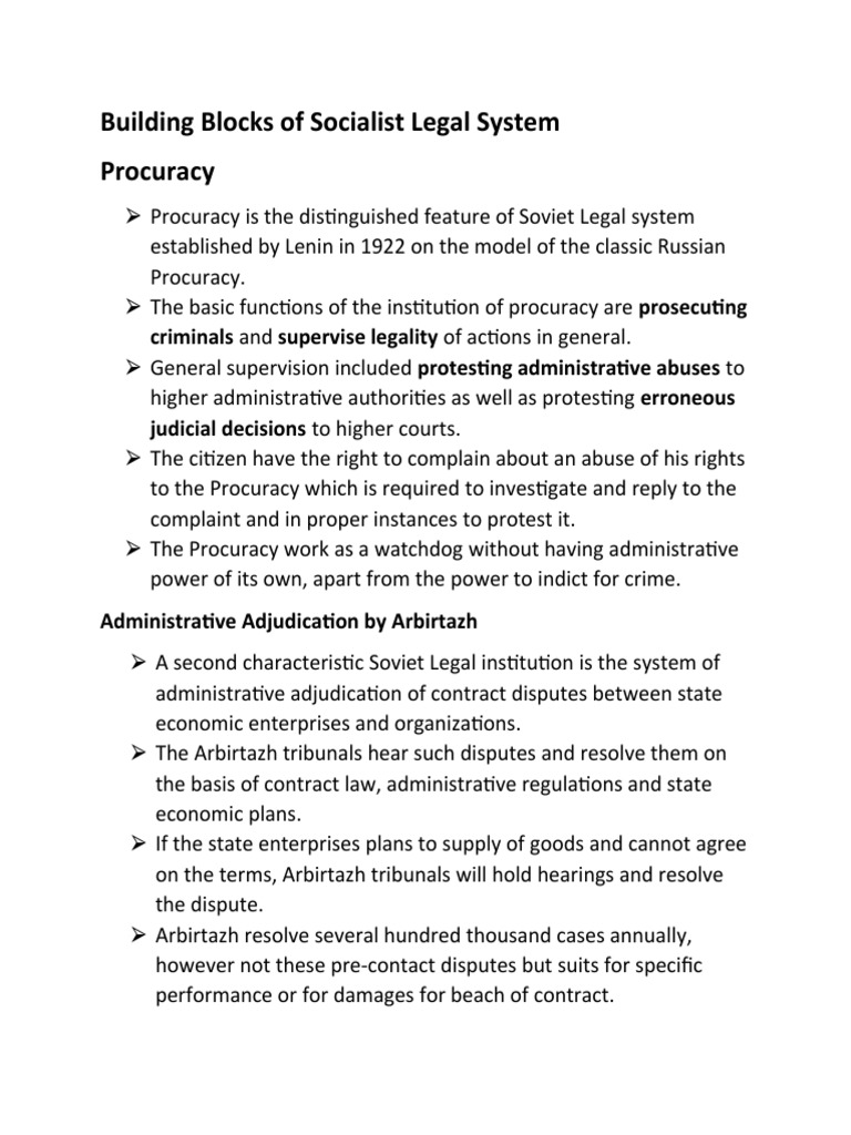 Key Features and Institutions of the Soviet Socialist Legal System ...