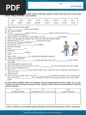 Pronunciation Of Ed Interactive Worksheet