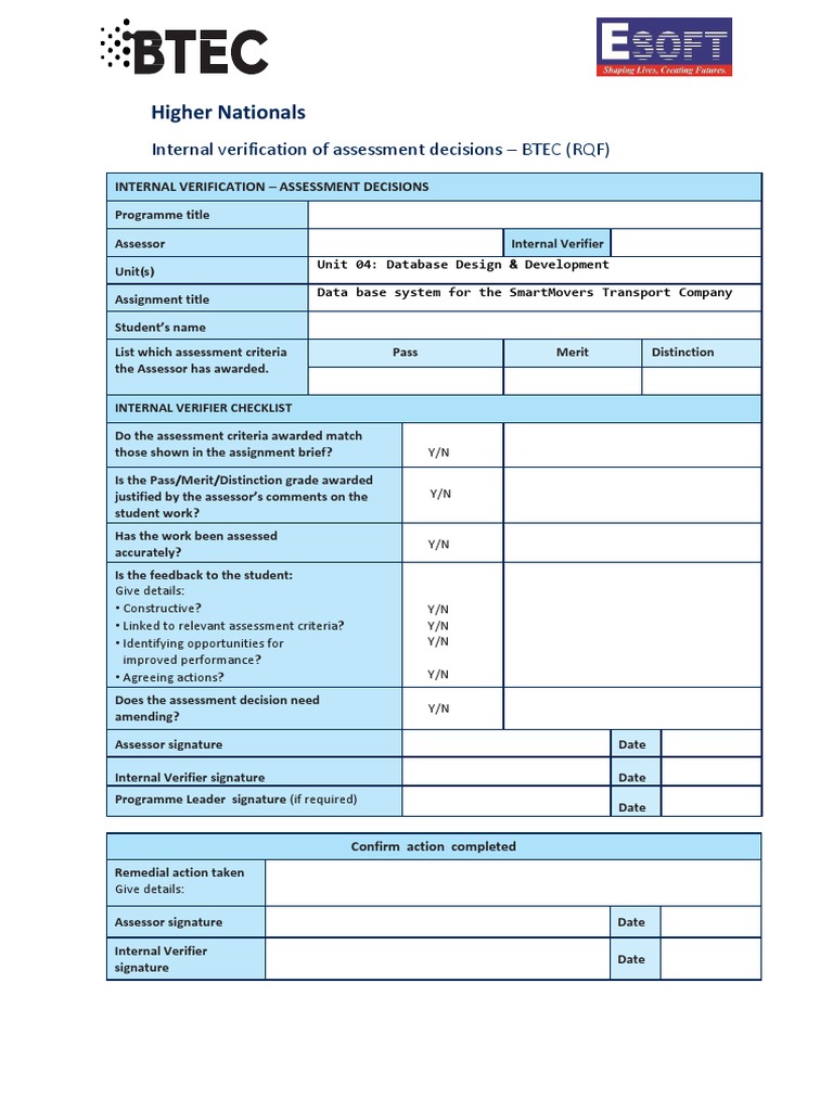 BTEC Assessment Verification Guide | PDF | Databases | Relational Database