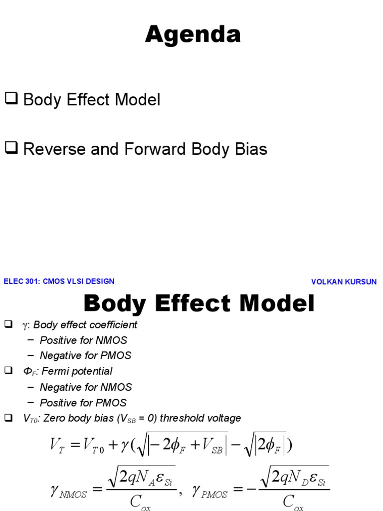Agenda: Body Effect Model Reverse and Forward Body Bias | PDF | Mosfet ...