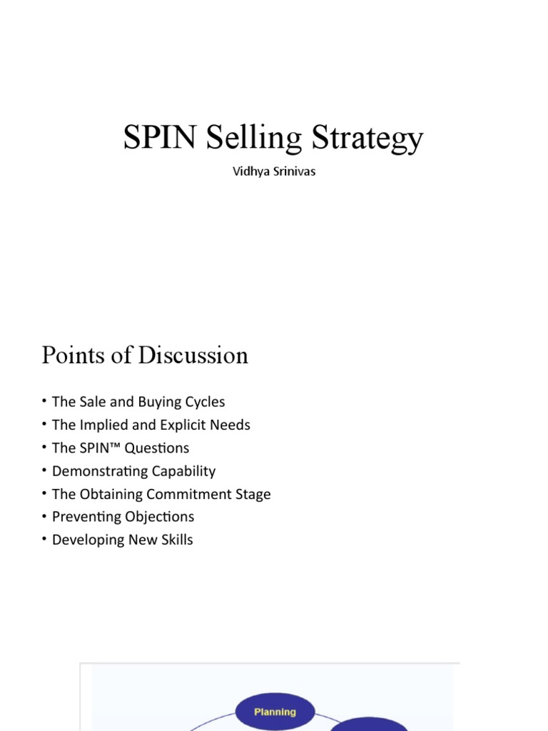SPIN Selling Strategy: Vidhya Srinivas | PDF | Sales | Business