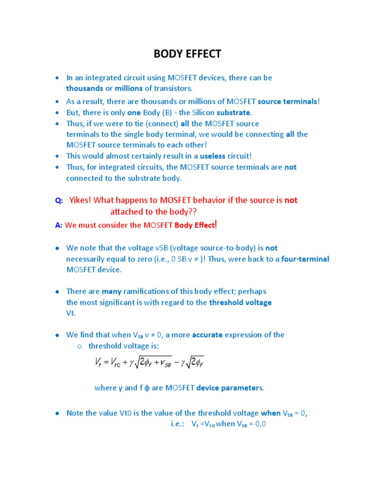 Body Effect: Thousands or Millions of Transistors | PDF | Field Effect ...
