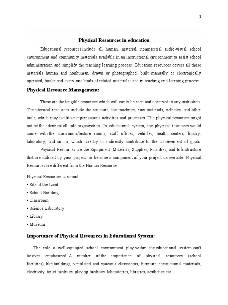 Physical Resource Management | PDF | Libraries | Classroom