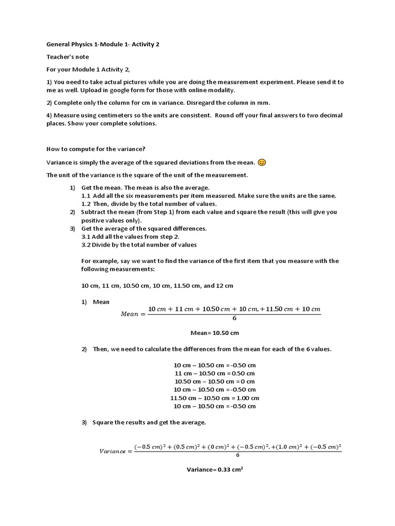 General Physics 1 Module 1 Activity 2 Teachers Notes | PDF