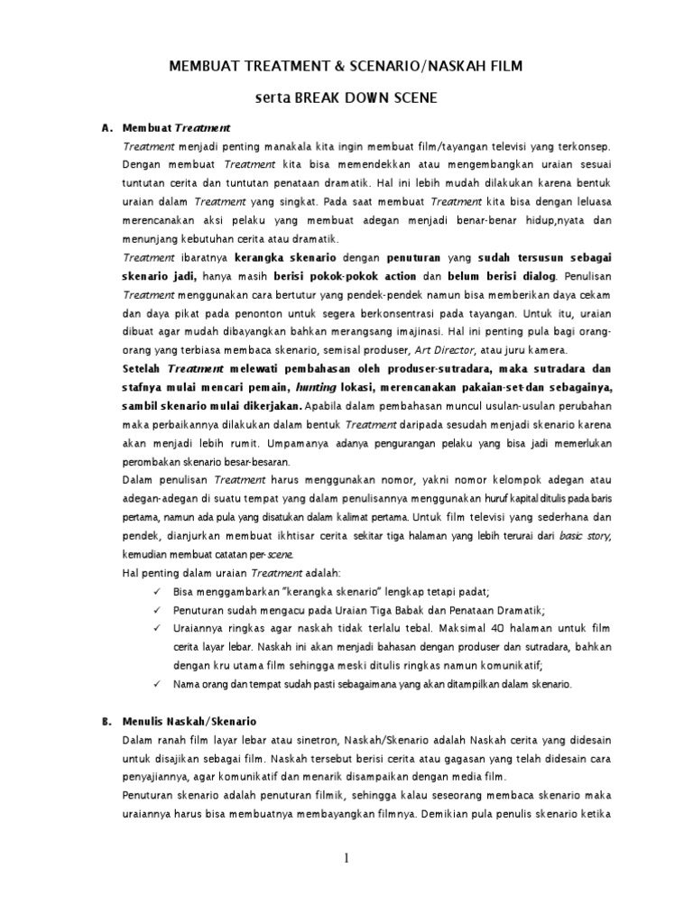 Panduan Penulisan Breakdown Naskah Film | PDF