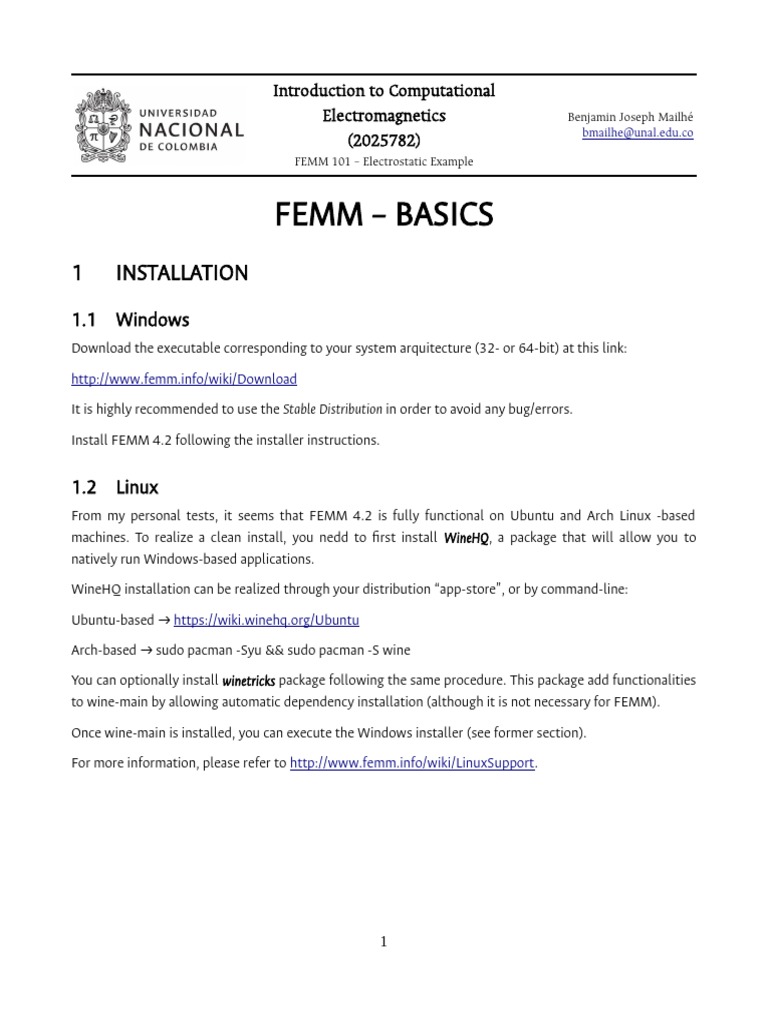 Femm - Basics: 1 Installation | PDF | Finite Element Method | Physics