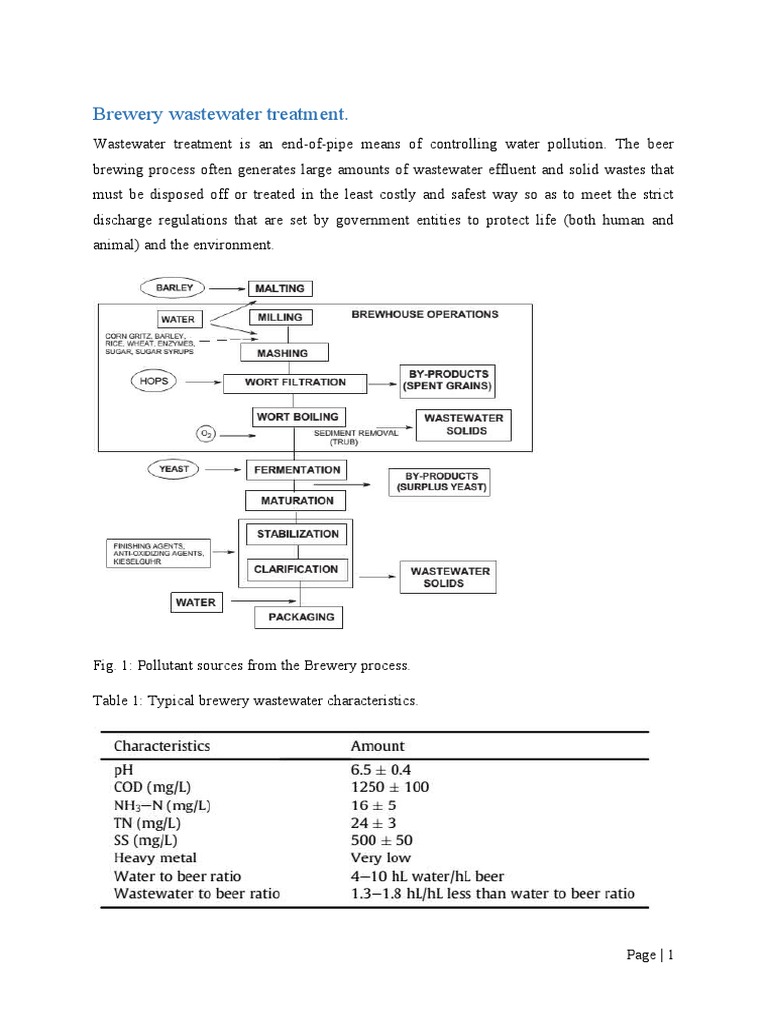 Brewery Wastewater Treatment Process | PDF