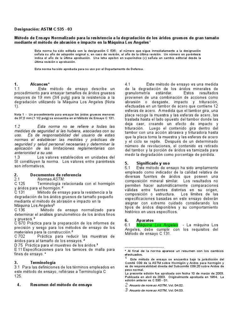 Astm C 535 03 | PDF | Acero | Hormigón