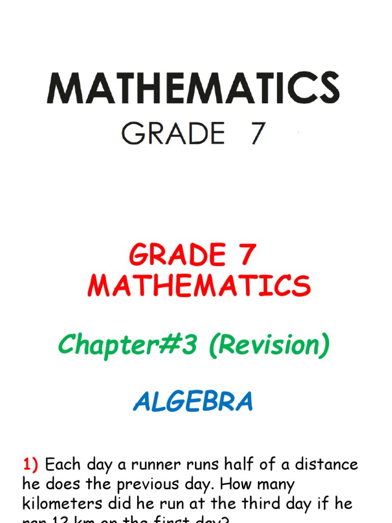 Ders8!9!10-11 General Revision (Chapter 3) (Algebra) (7a) | PDF | Home ...