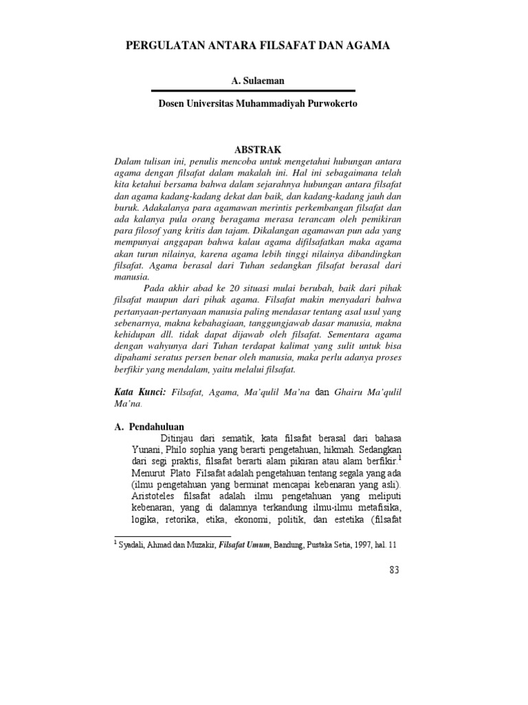 ID Pergulatan Antara Filsafat Dan Agama | PDF | Ilmu Sosial | Agama & Spiritualitas