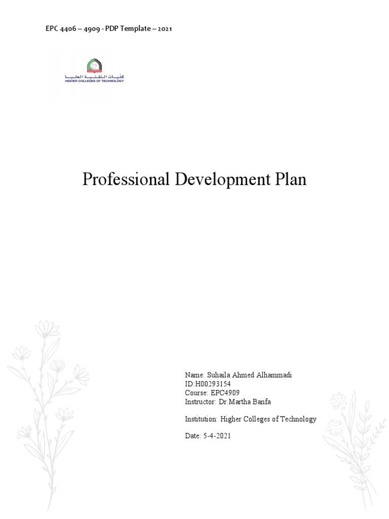 Professional Development Plan: EPC 4406 - 4909 - PDP Template - 2021 ...