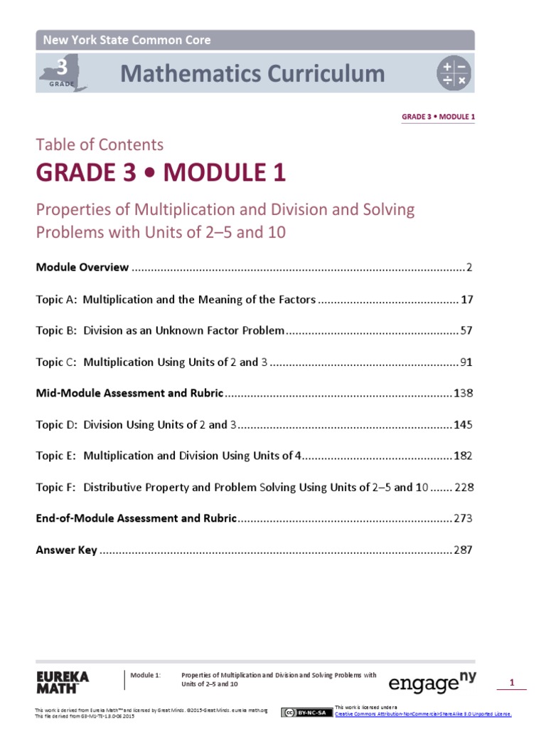 Grade 3 - Module 1: Mathematics Curriculum | PDF | Matrix (Mathematics ...