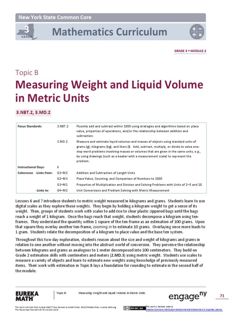 Measuring Weight and Liquid Volume in Metric Units: Mathematics ...
