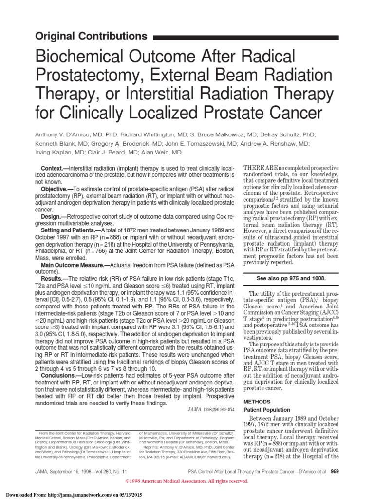 D'Amico Risk Classification | PDF | Prostate Specific Antigen ...