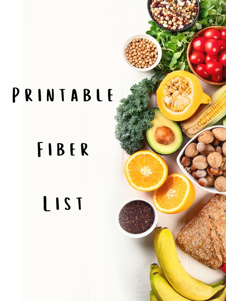 High Fiber Foods Printable List | PDF | Leaf Vegetable | Fruit