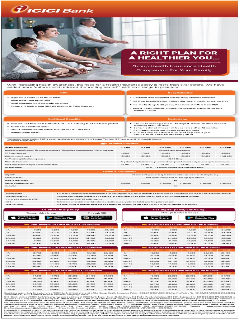 020531ML Health U One Pager ICICI R1 | PDF | Deductible | Insurance