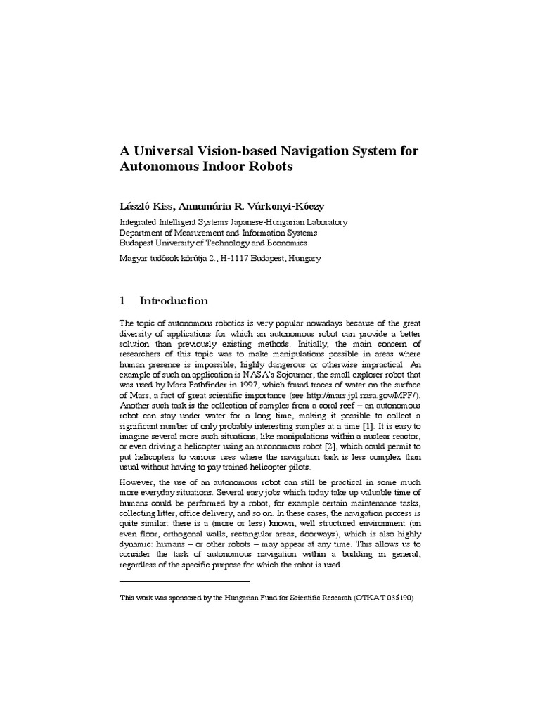 A Universal Vision-Based Navigation System For Autonomous Indoor Robots ...