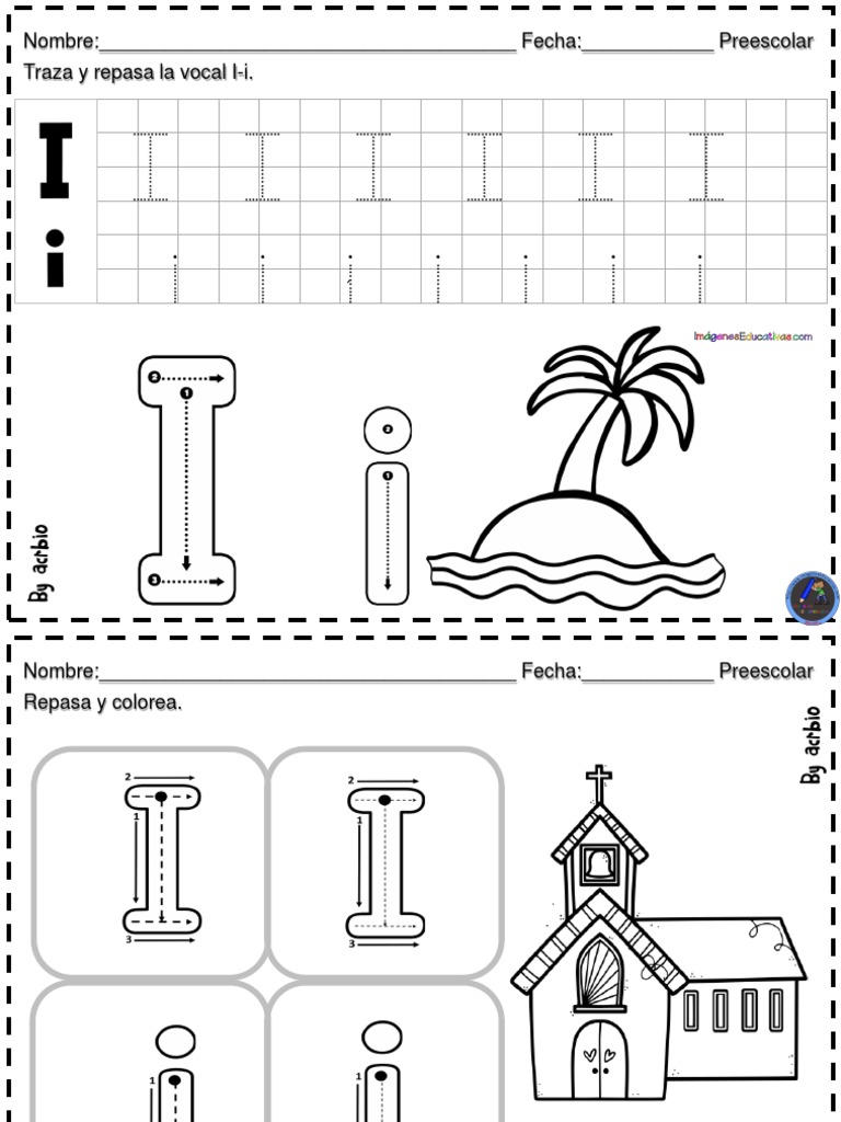 Cuaderno para Preescolar Vocales Letra I | PDF