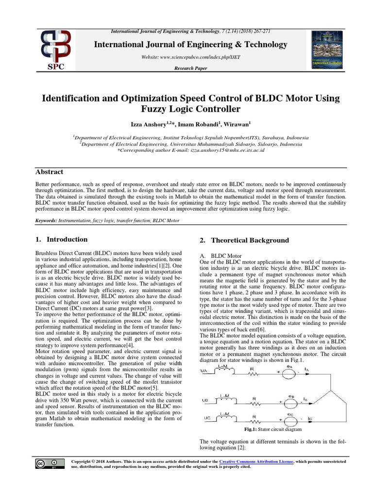 Identification And Optimization Speed Control Of Bldc Motor Using Fuzzy Logic Controller Pdf