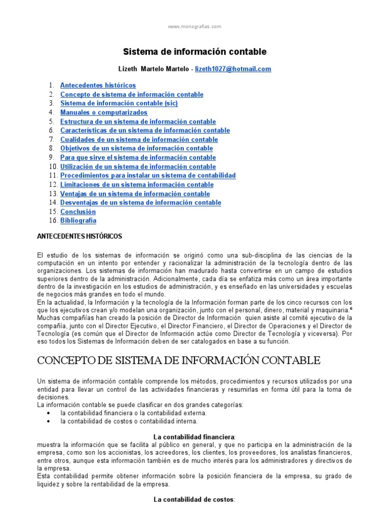 Sistema Informacion Contable | PDF | Contabilidad | Sistema de informacion