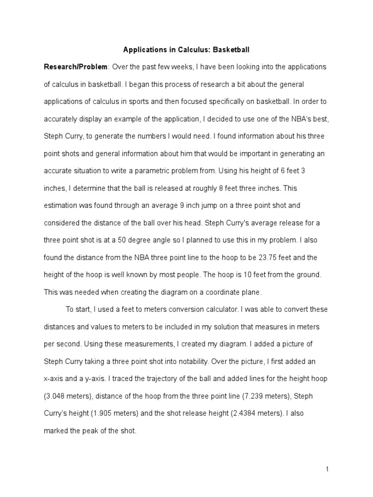Calculus in Basketball 1 | PDF | Equations | Derivative
