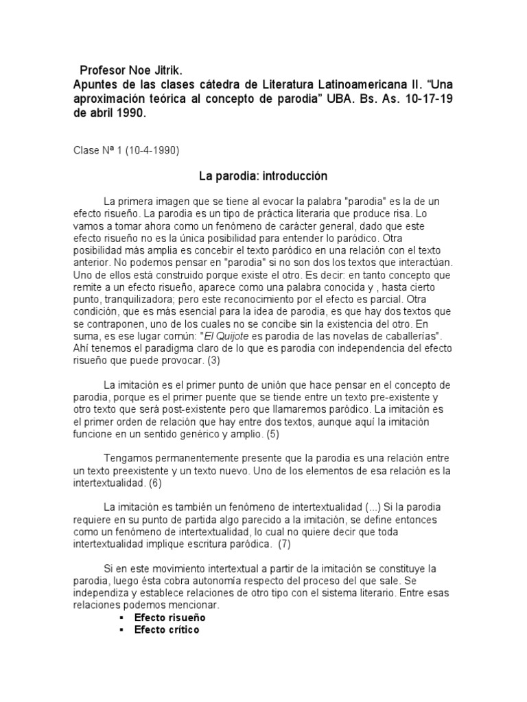 La parodia literaria: una aproximación teórica | PDF | La risa | Parodia
