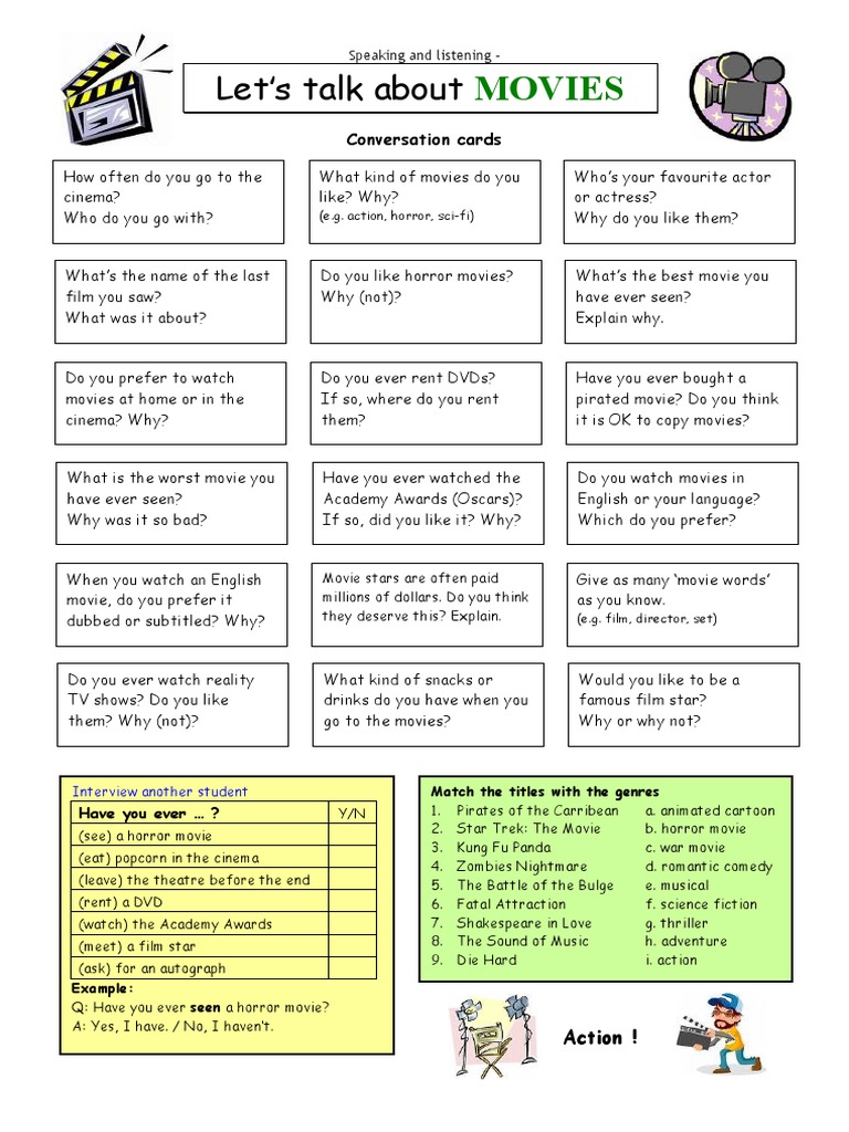 SPEAKING 1 Lets-Talk-About-Movies | PDF | Action Films | Horror Films