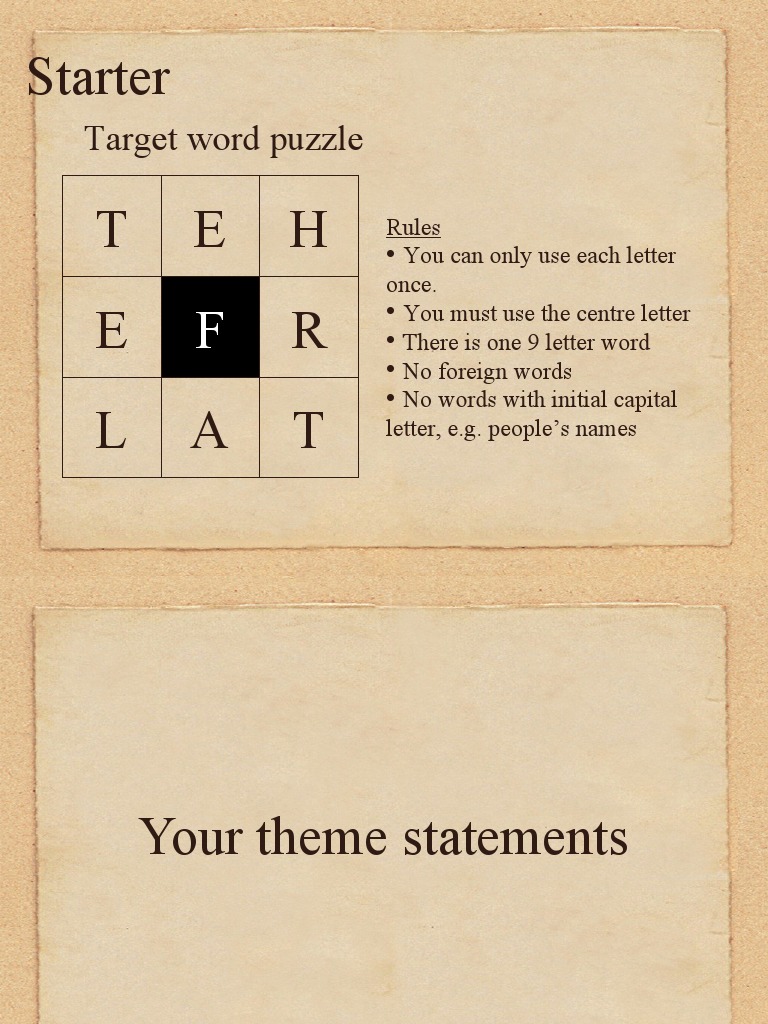 Target Word Puzzle: Starter T E H E R L A T | PDF | Cardiovascular ...