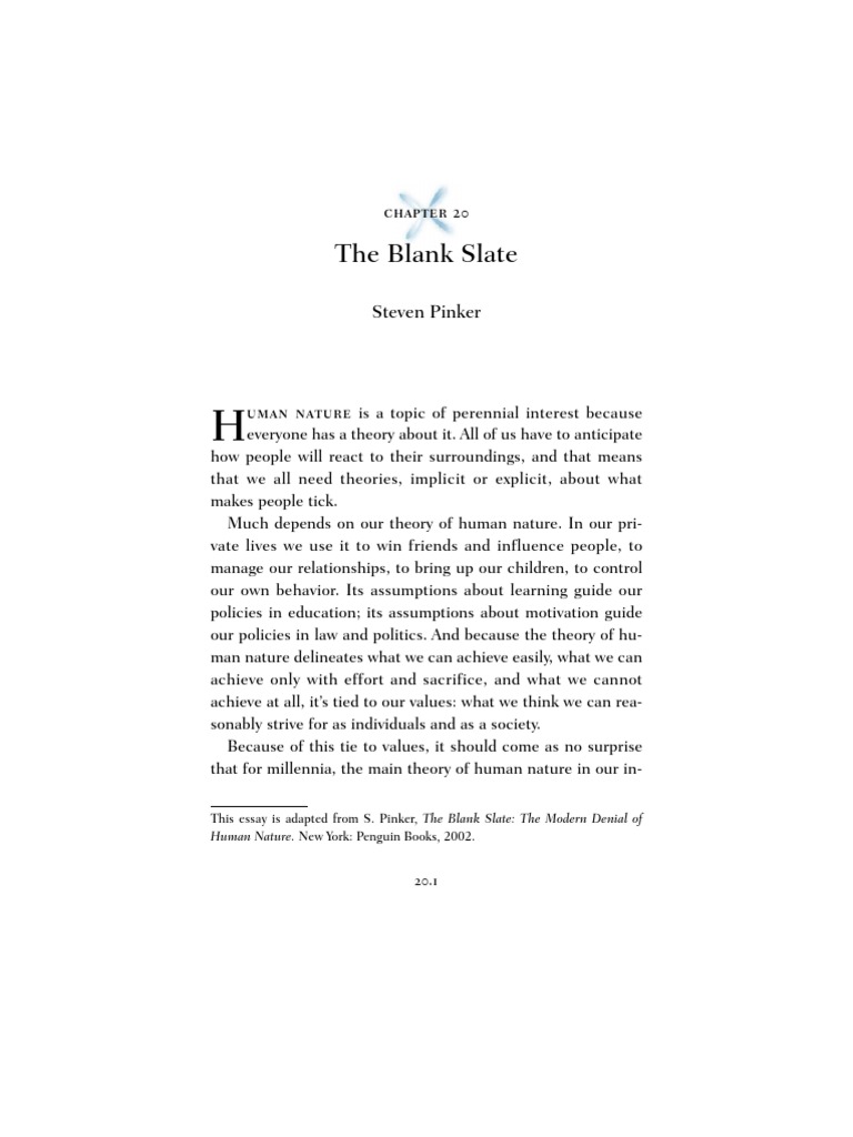 Blank Slate | PDF | Sociobiology | Mind