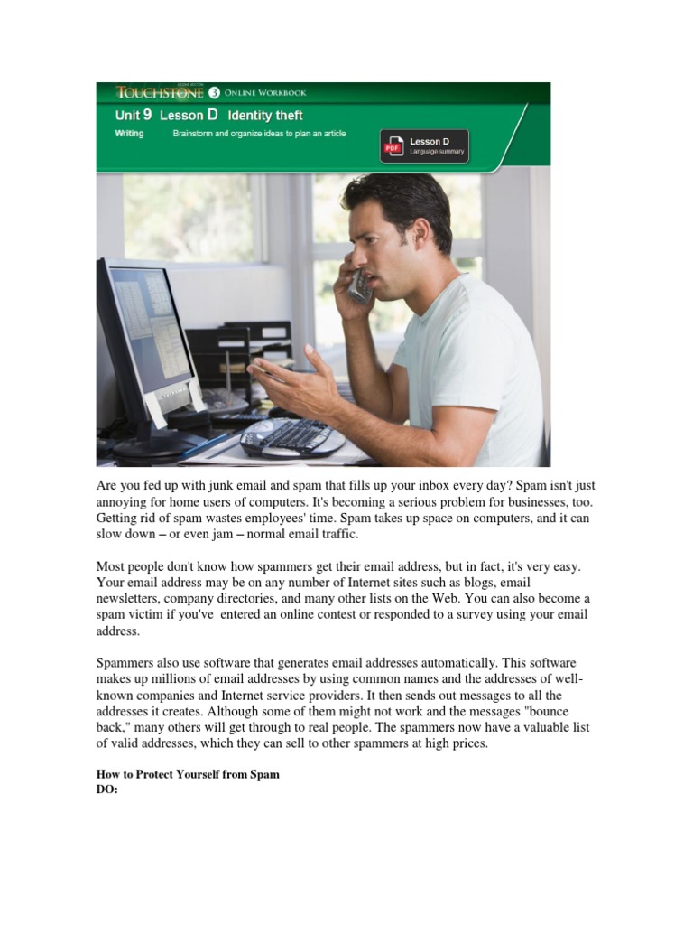 UNIT 9 Lesson D and Progress Check WorkBook | PDF | Internet Fraud ...