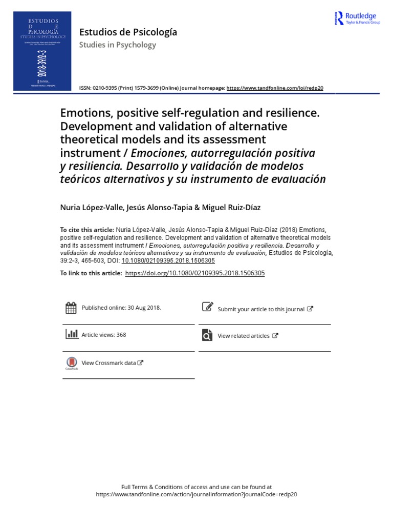 Emotions Positive Self Regulation and Resilience Development and ...