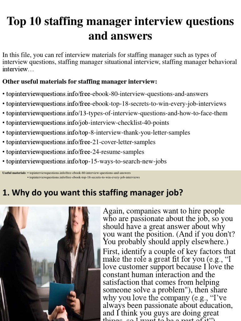 Top 10 Staffing Manager Interview Questions and Answers | PDF ...