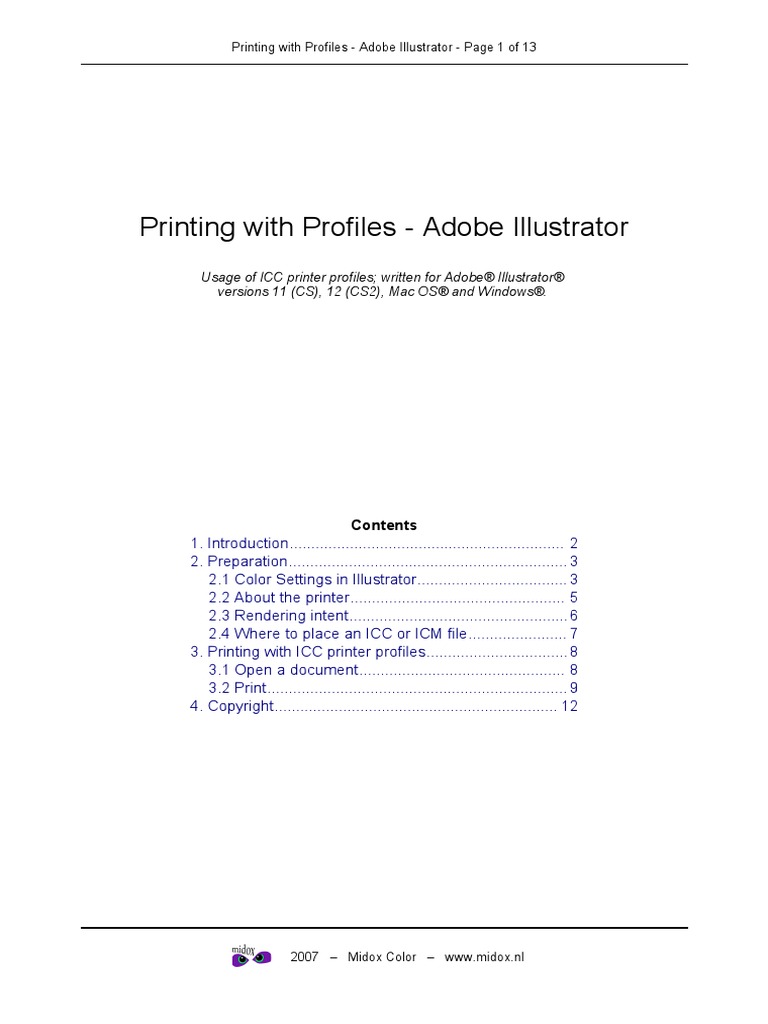 Printing With Profiles - Adobe Illustrator | PDF | Adobe Illustrator ...