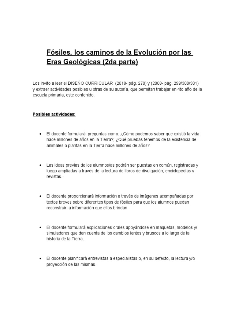 Actividades Educativas sobre Fósiles | PDF | Fósil | Tierra