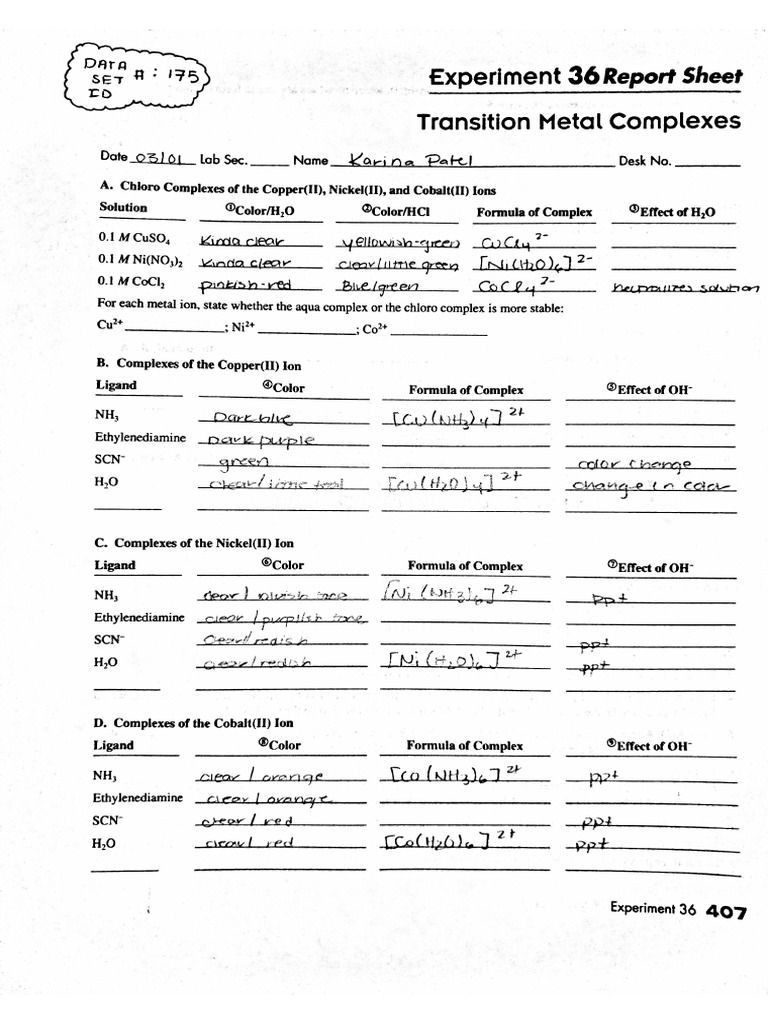 Experiment 36 Post Lab Report Sheet Completed Pdf 