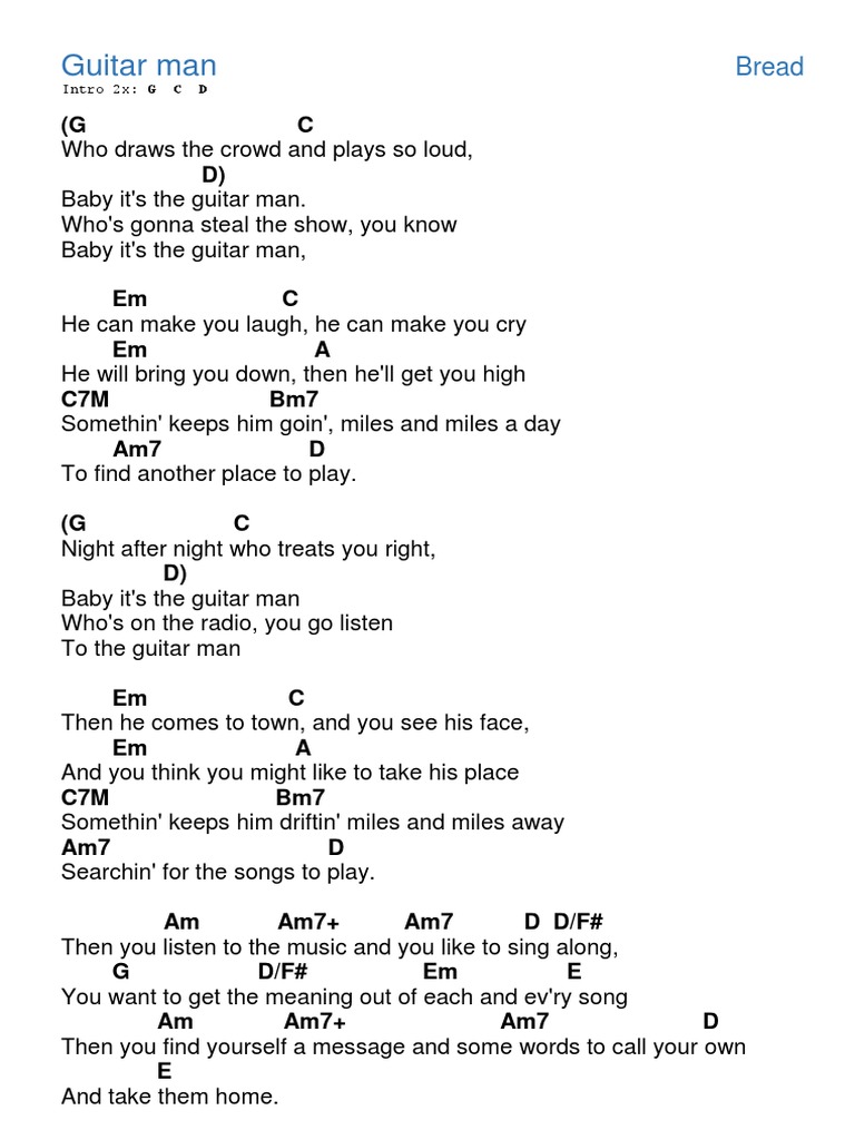 Cifras - Guitar Man - Bread | PDF