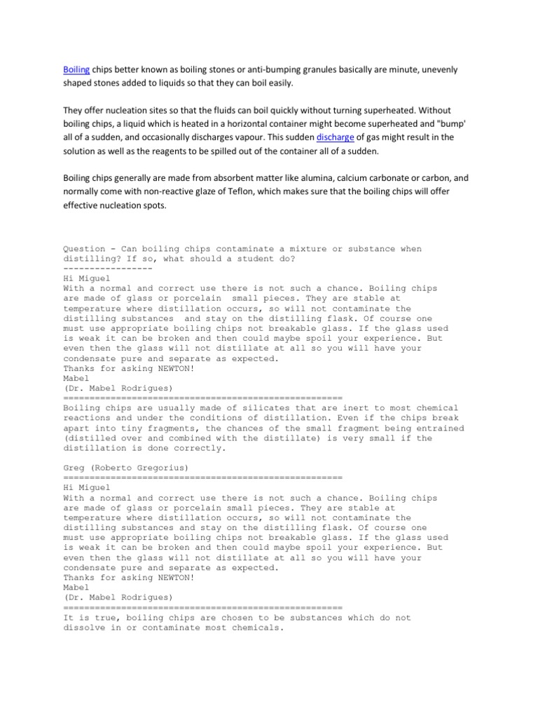Boiling Chips | PDF | Distillation | Solubility