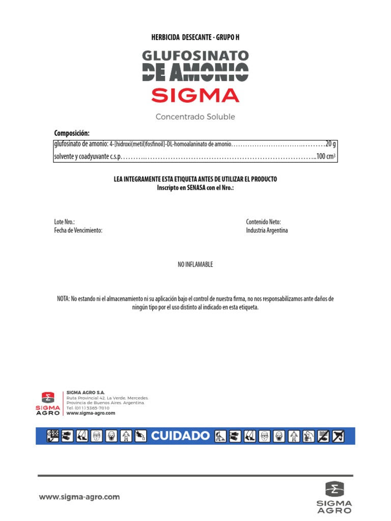 Herbicida glufosinato de amonio: etiqueta con instrucciones de uso y ...