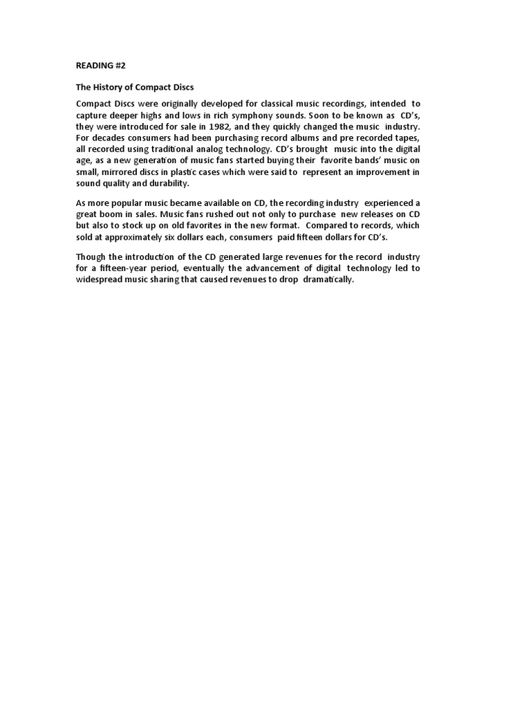 History and Impact of Compact Discs | PDF