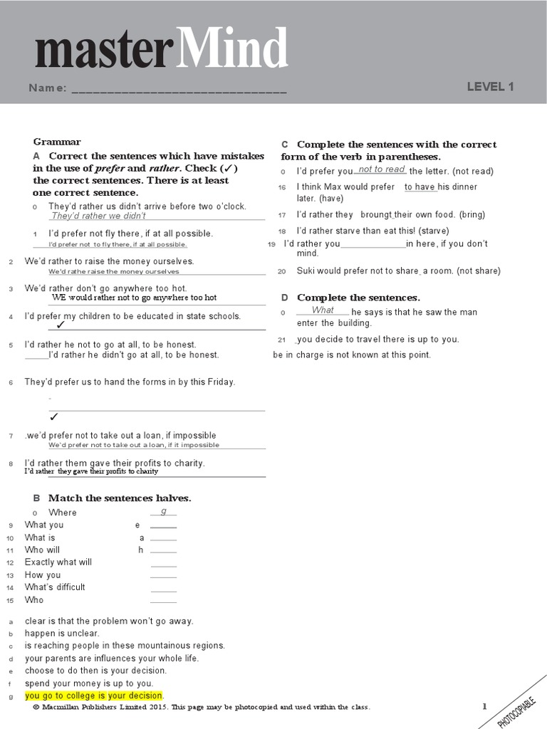 Inter B GrAMMAR | PDF