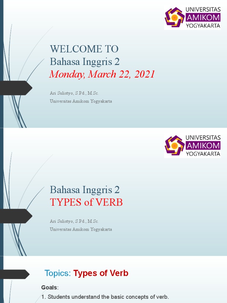 Materi Pertemuan 4 - Types of Verbs For LMS | PDF | Verb | Syntax