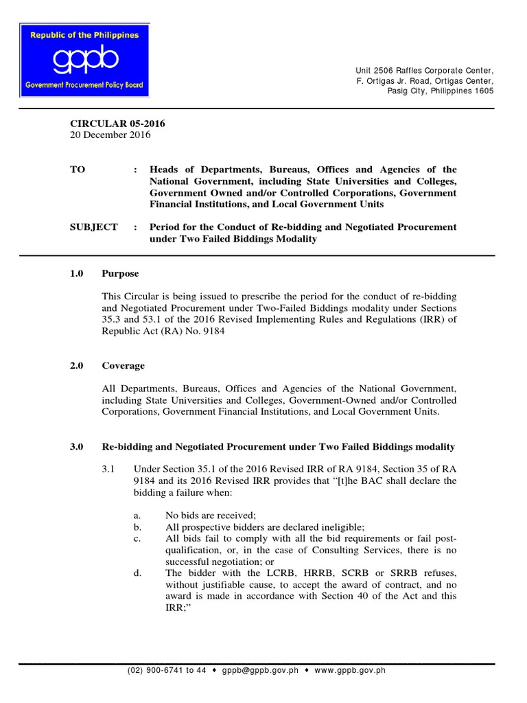 Re-bidding Guidelines After Two Failures | PDF | Procurement | Policy