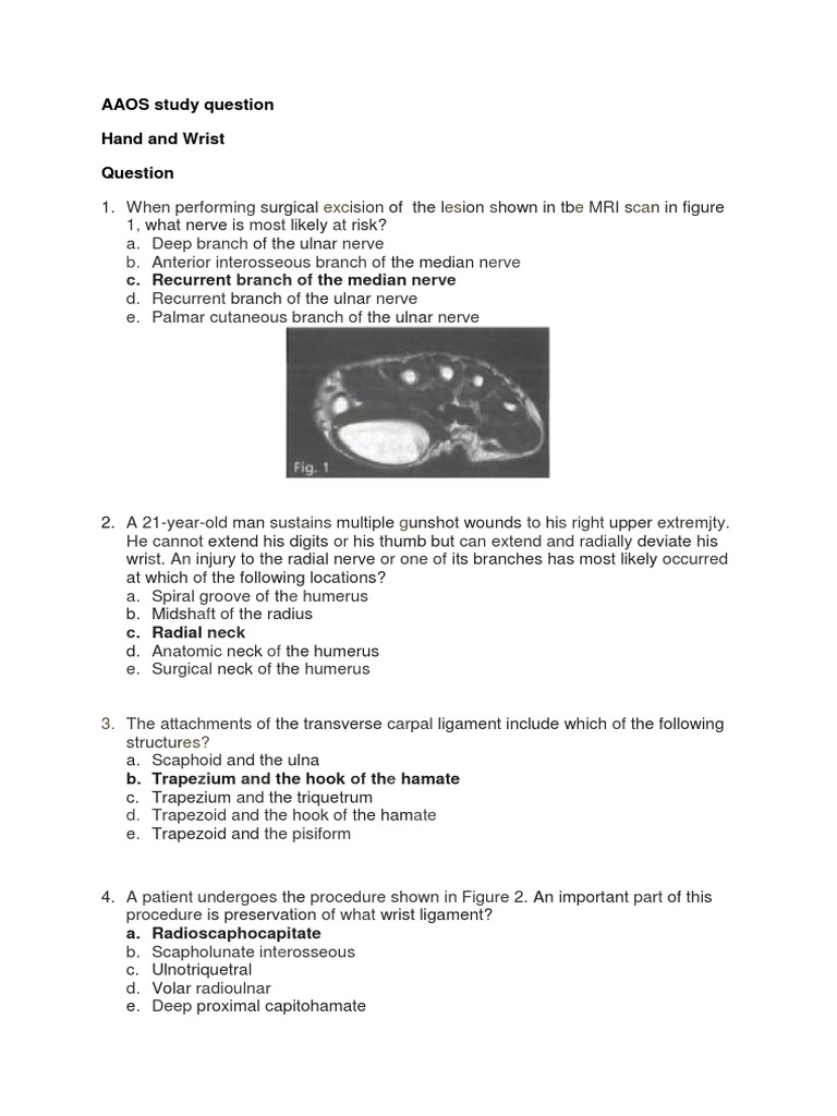 AAOS Hand and Wrist (49 Soal) | PDF | Elbow | Thumb