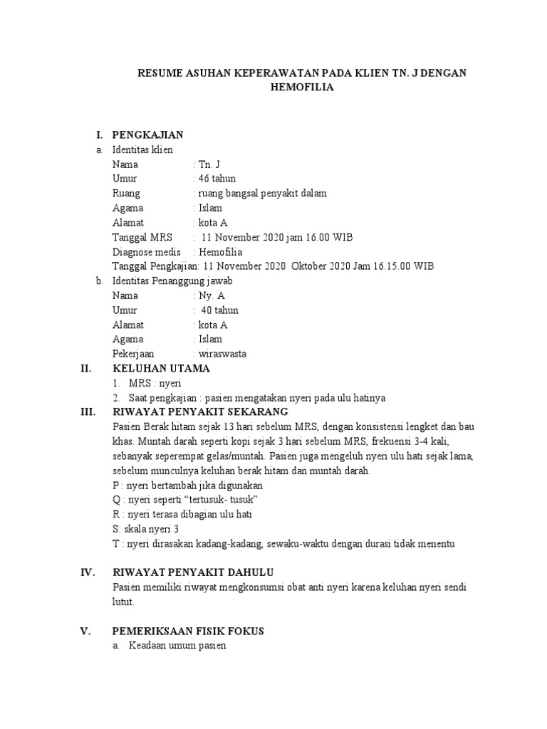 Resume Askep Hemofilia | PDF